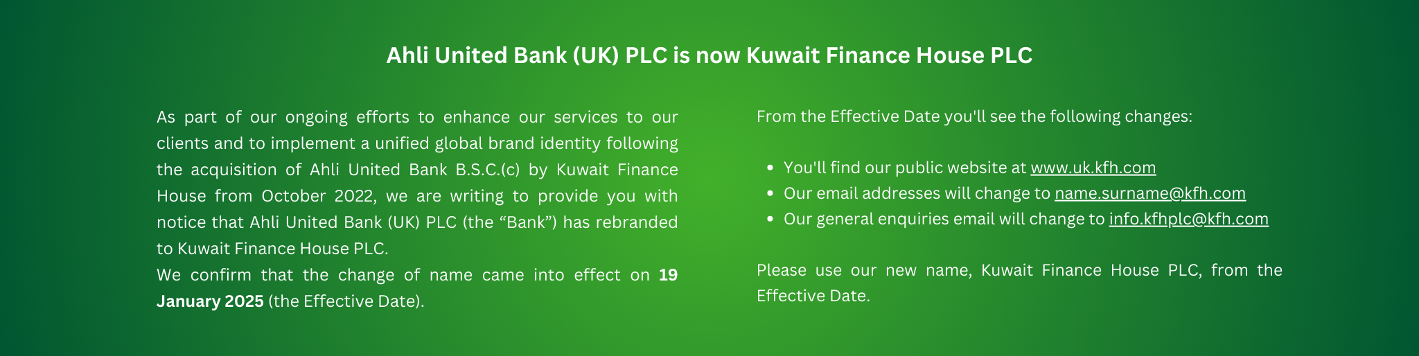 Contact Us – Kuwait Finance House PLC